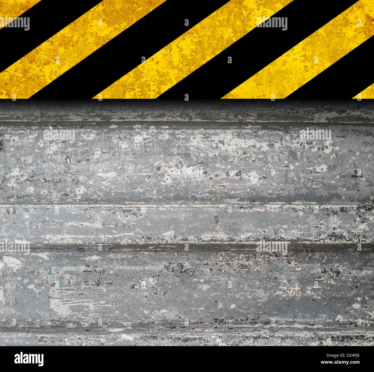 Rustic metal background with warning stripes Stock Photo - Alamy