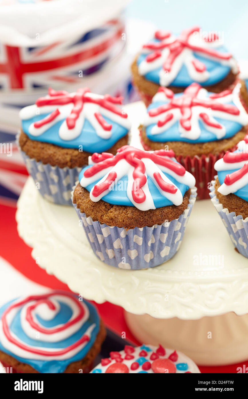 Cup cakes with Union Jack icing Stock Photo - Alamy