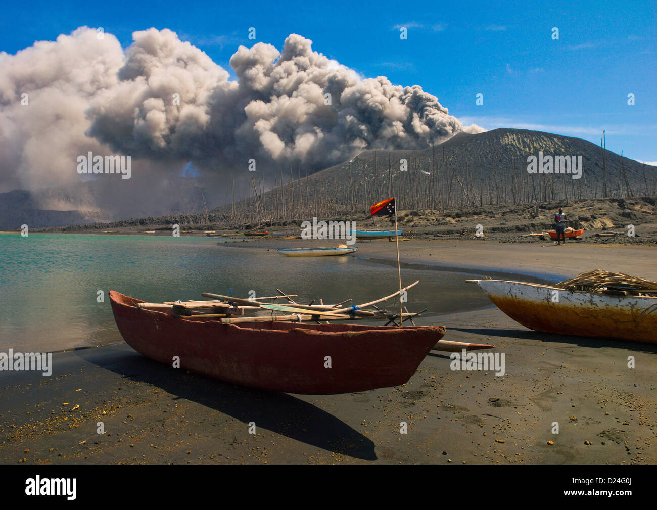 Volcanic Eruption In Tavurvur Volcano, Rabaul, New Britain Island ...