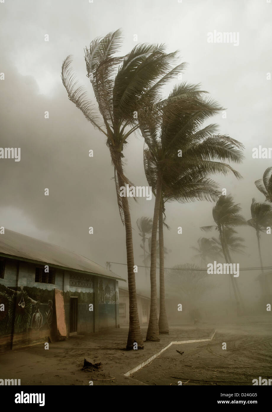 Rabaul Hotel Under A Volcanic Eruption In Tavurvur Volcano, Rabaul, New ...