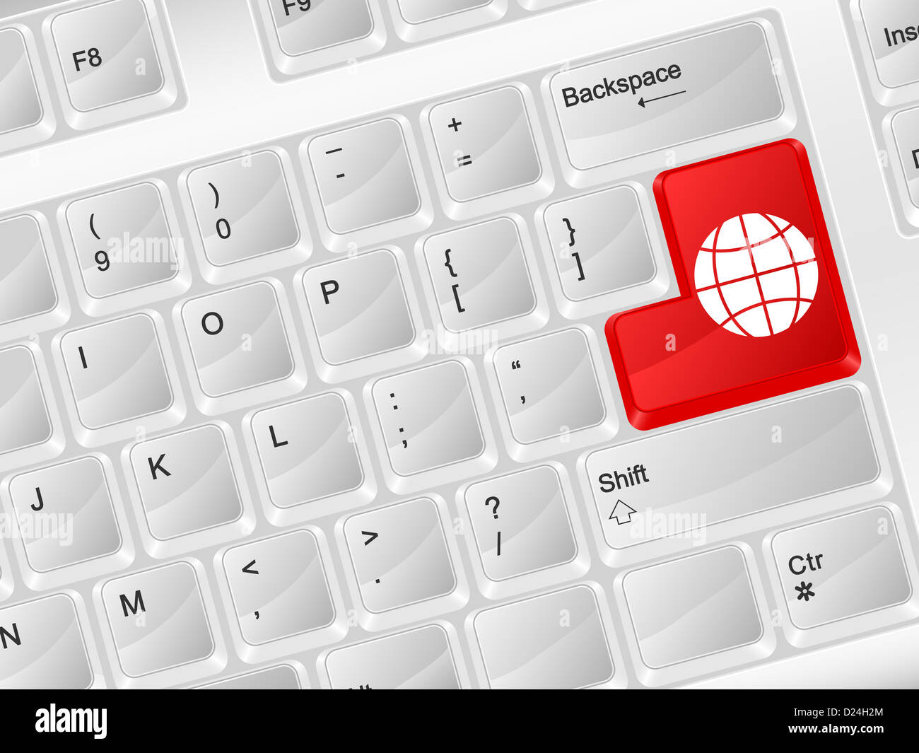 White computer keyboard globe symbol. Vector illustration Stock Photo ...