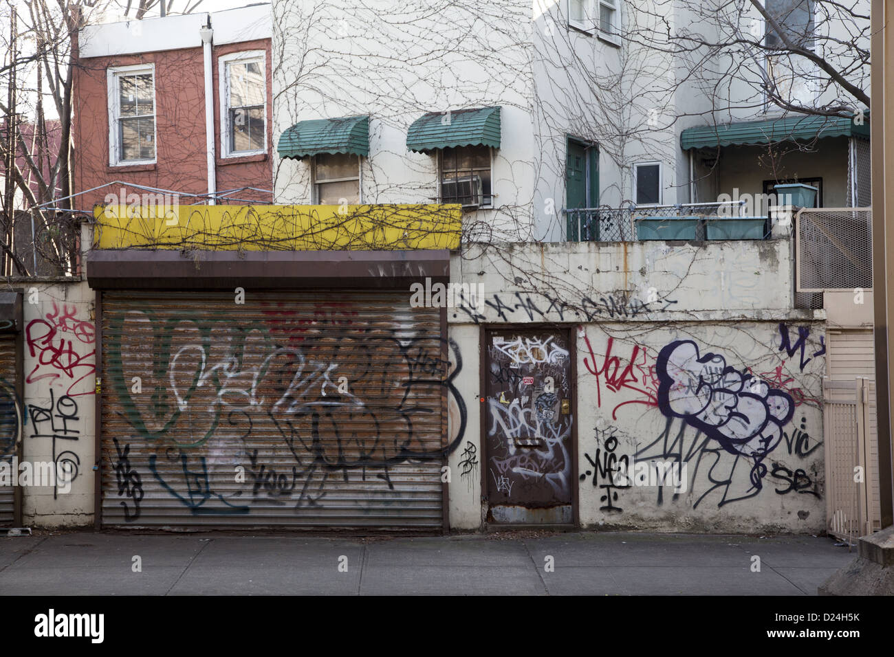 Graffiti, garages and apartments,Williamsburg, Brooklyn, NY Stock Photo ...