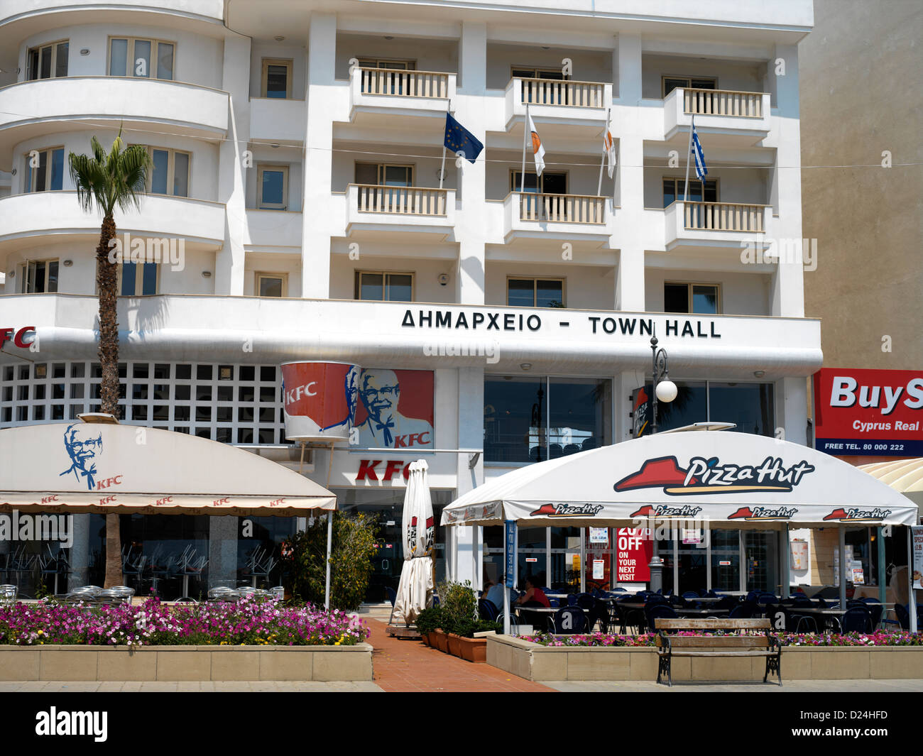 Limassol Cyprus Town Hall Pizza Hut and KFC Restaurants Stock Photo - Alamy