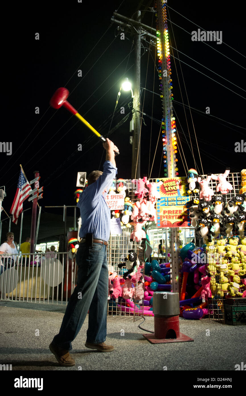Man enjoying the amusement park at the Maryland State Fair, Timonium MD ...