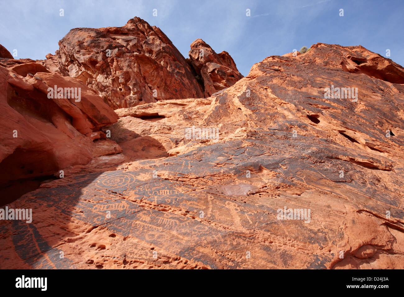 petroglyphs on large rock cliff face valley of fire state park nevada ...