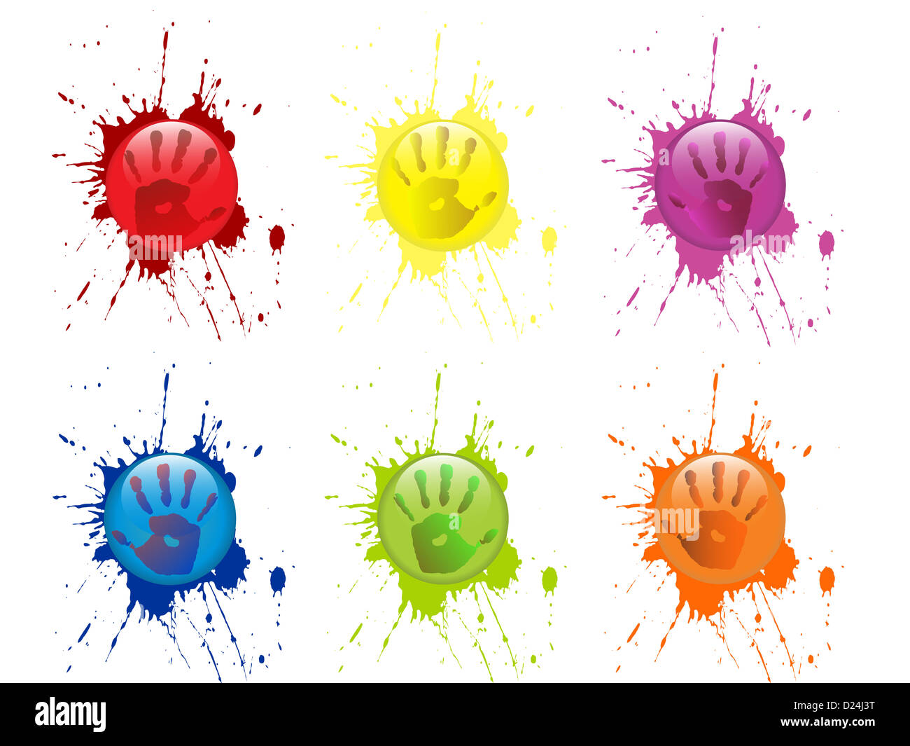 Yellow hand prints Cut Out Stock Images & Pictures - Alamy