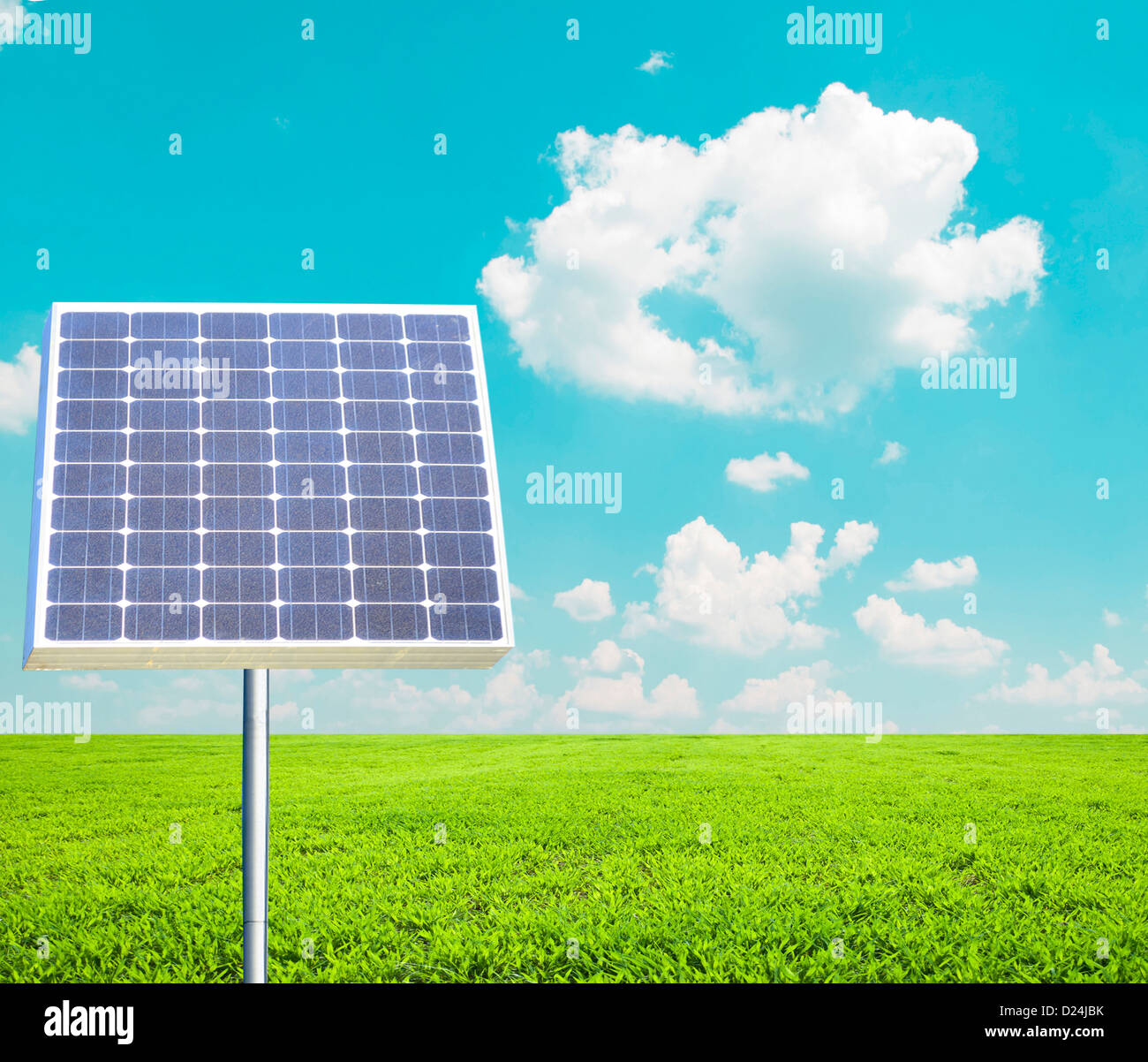 Solar panel against landscape - Green energy concept Stock Photo - Alamy