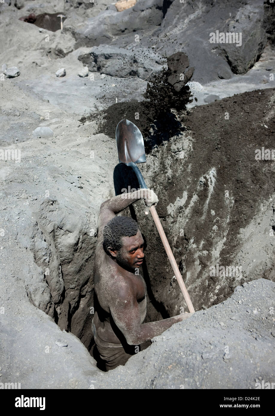 Man Digging To Find Megapode Birds Eggs In Tavurvur Volcano Sands ...