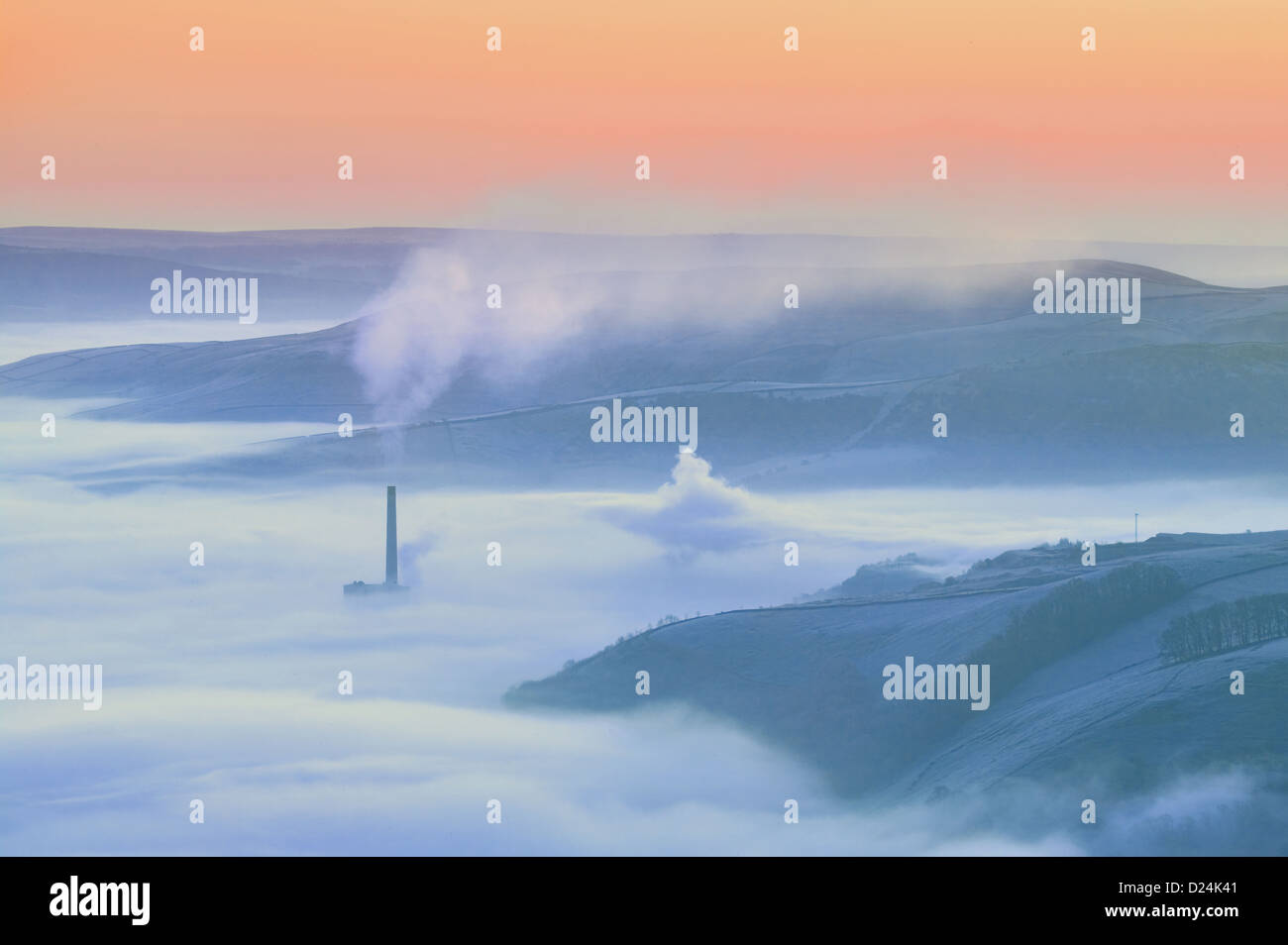 Castleton Hope Valley in Mist Derbyshire Peak District Stock Photo - Alamy