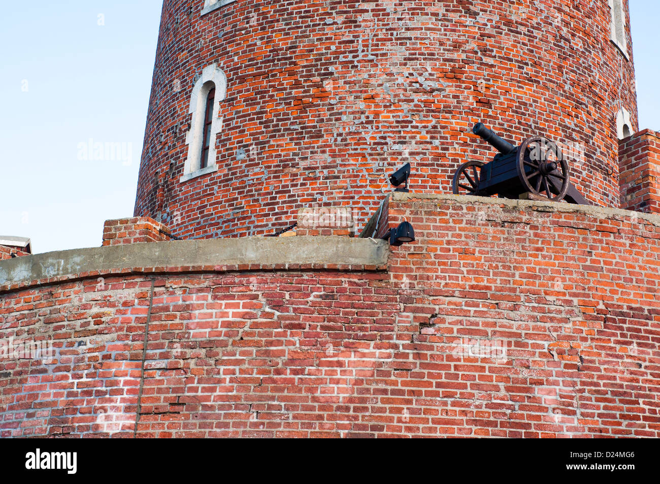 An image of brick lighthouse from the second world war in Kolobrzeg ...