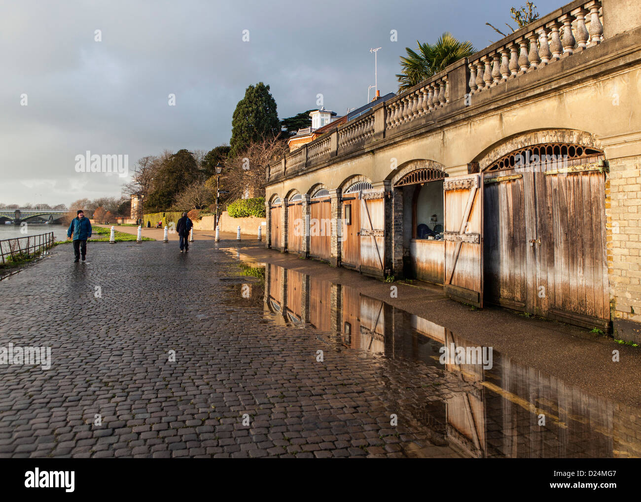Thames riverside - Doors of boathouses below St Helena Terrace ...