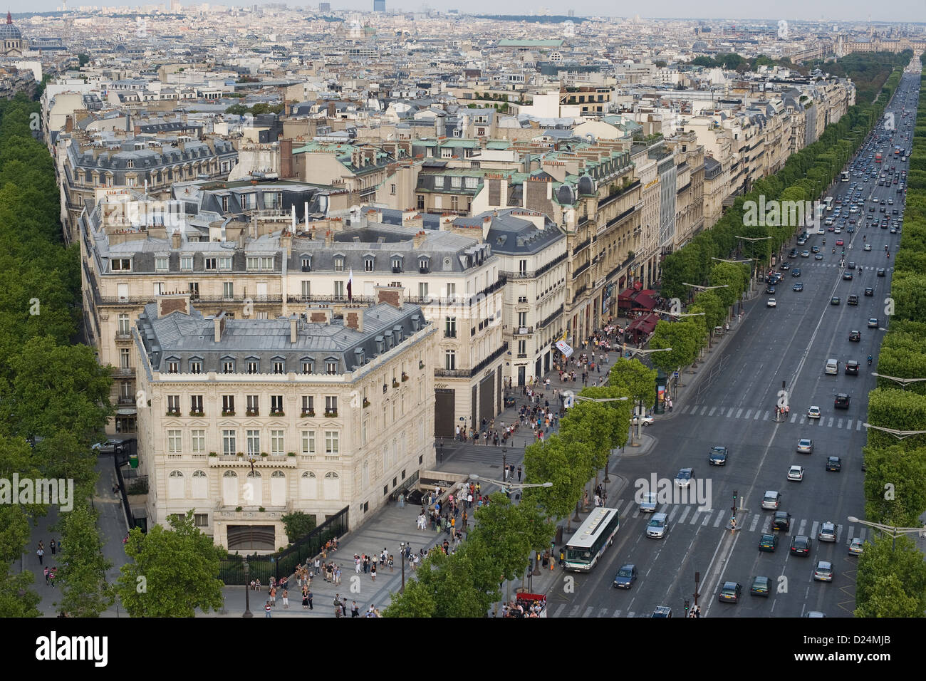 Paris, France, Cityscape with the Avenue des Champs-Elysees Stock Photo ...