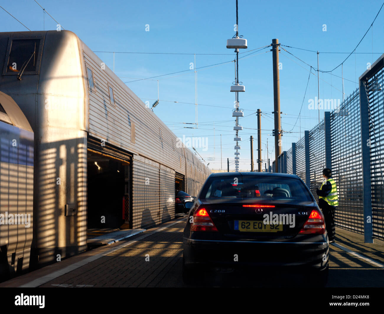 Eurotunnel Cars Boarding the Shuttle at Folkestone Kent England Stock ...