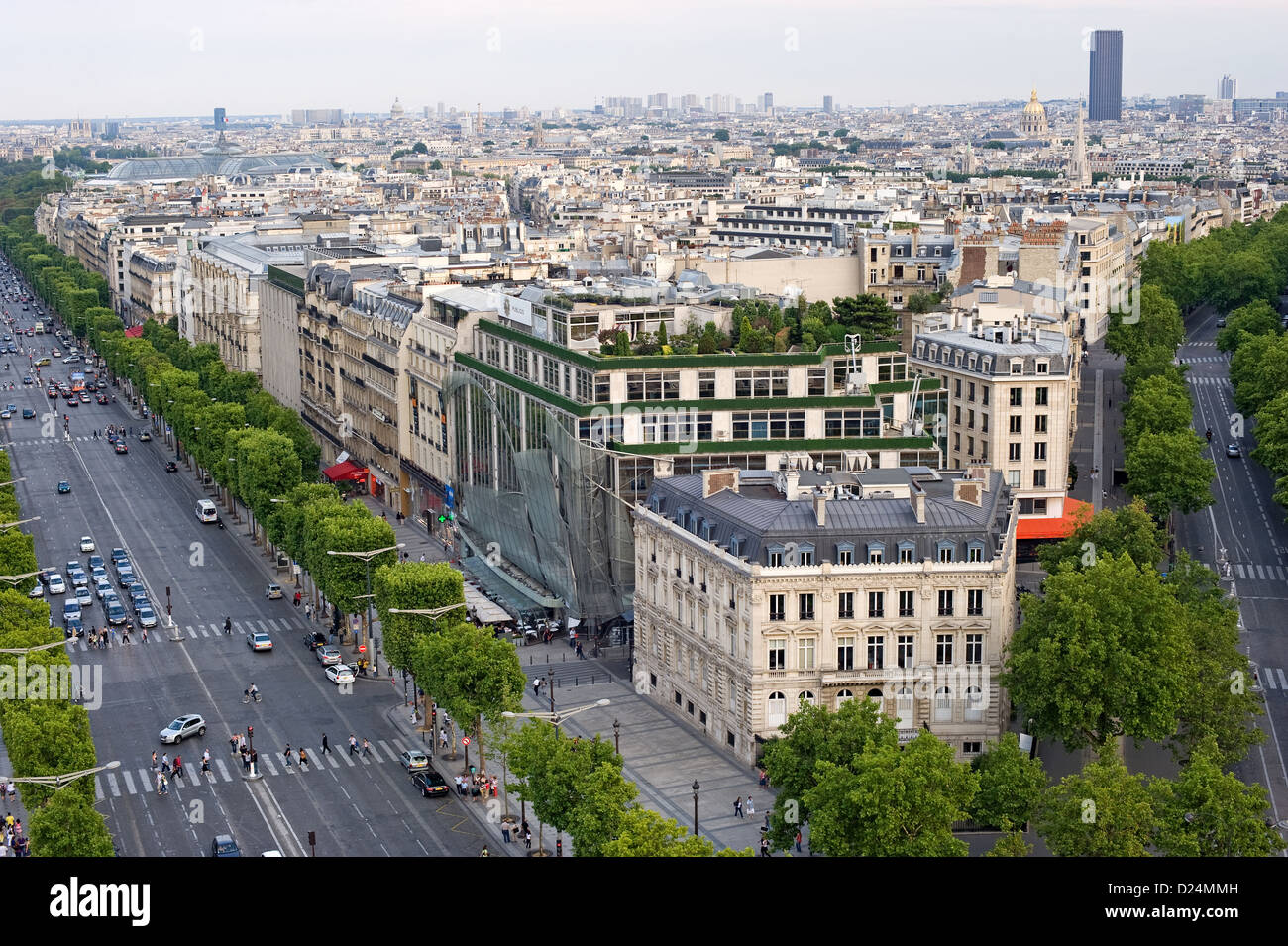 Paris, France, Cityscape with the Avenue des Champs-Elysees Stock Photo ...