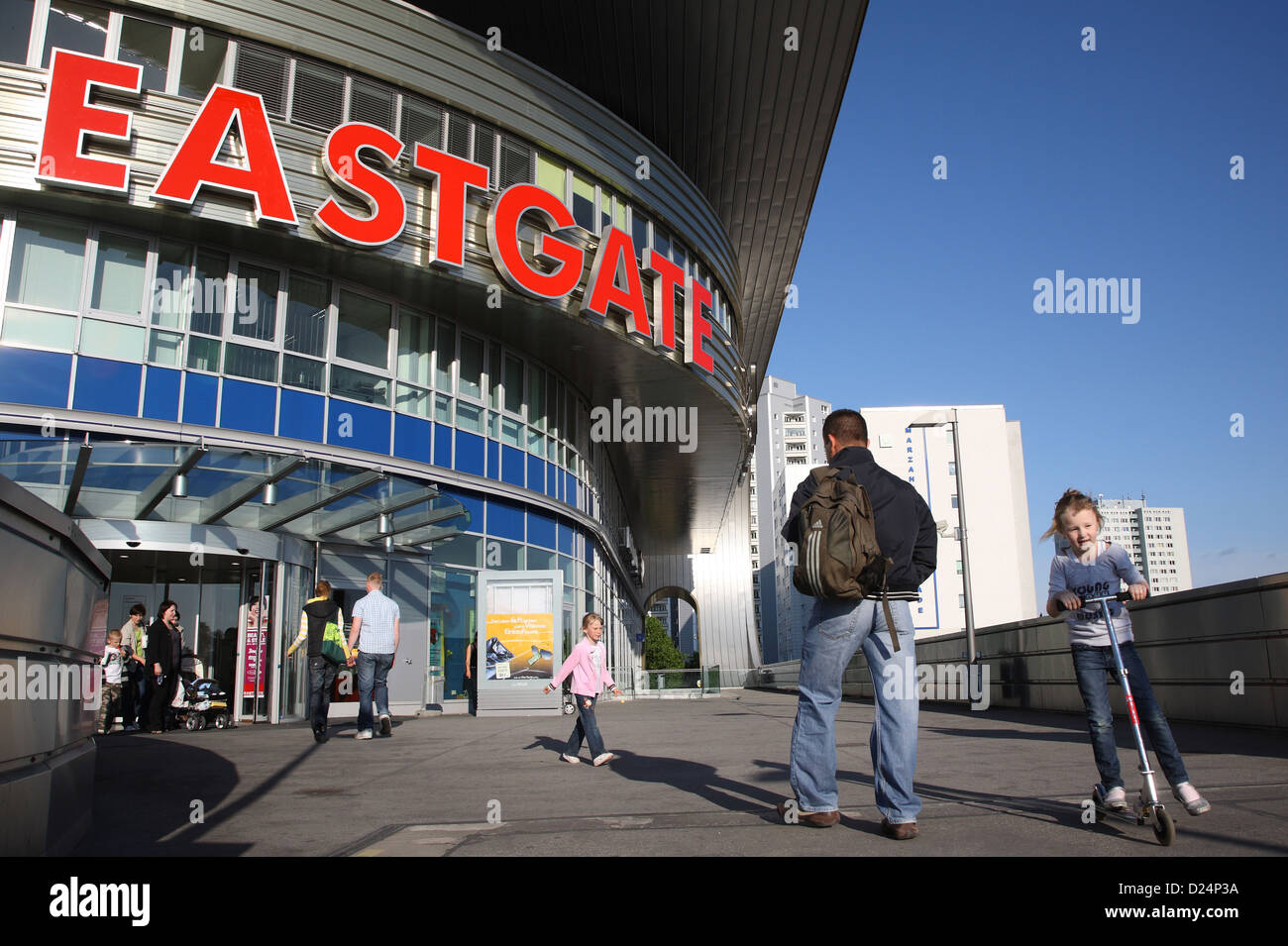 Berlin, Germany, people in front of the mall Eastgate Marzahn Stock ...
