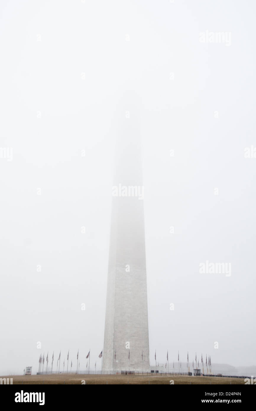 Washington Monument In Fog Washington DC // WASHINGTON DC — The top of ...
