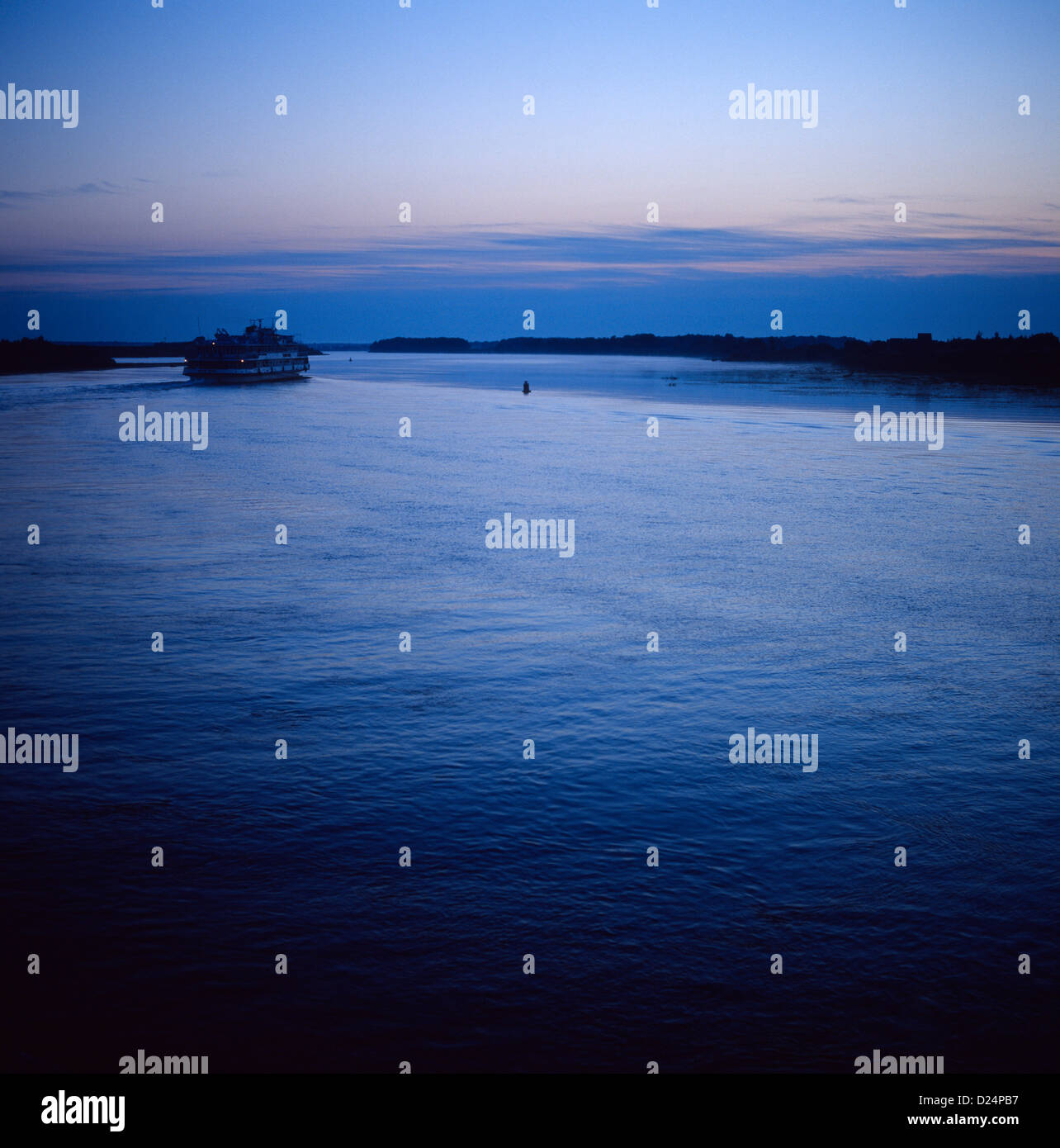 Ship at night river Stock Photo - Alamy