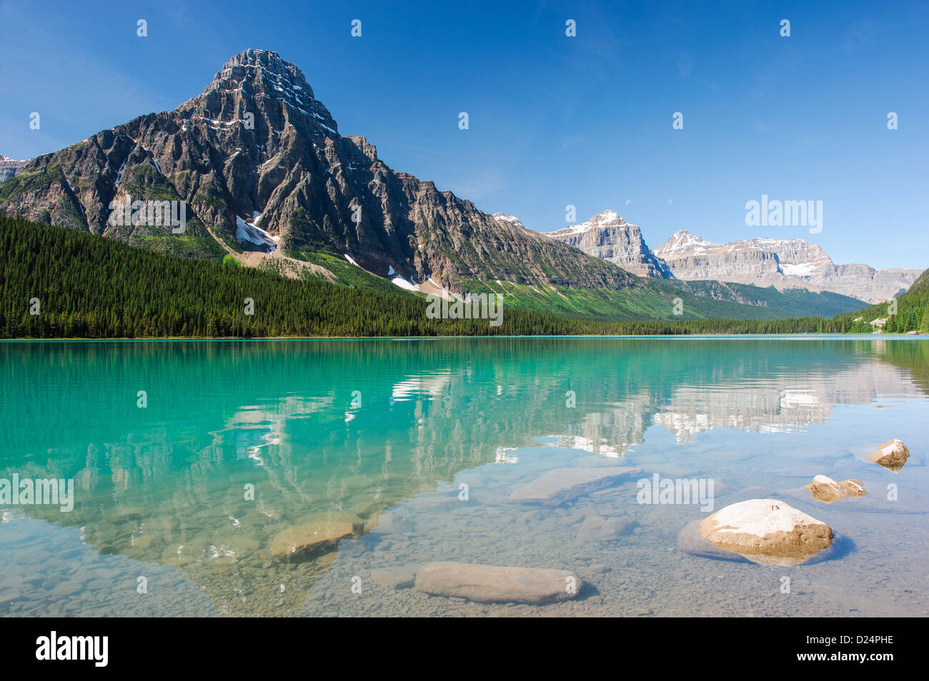 mistaya lake panorama on the icefield parkway in banff national park ...