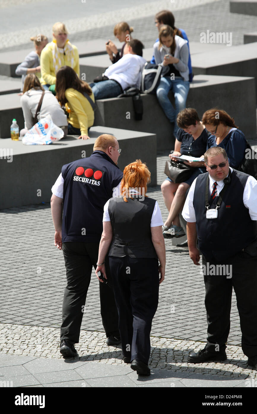 Berlin, Germany, Security Service and visitors at the Holocaust ...