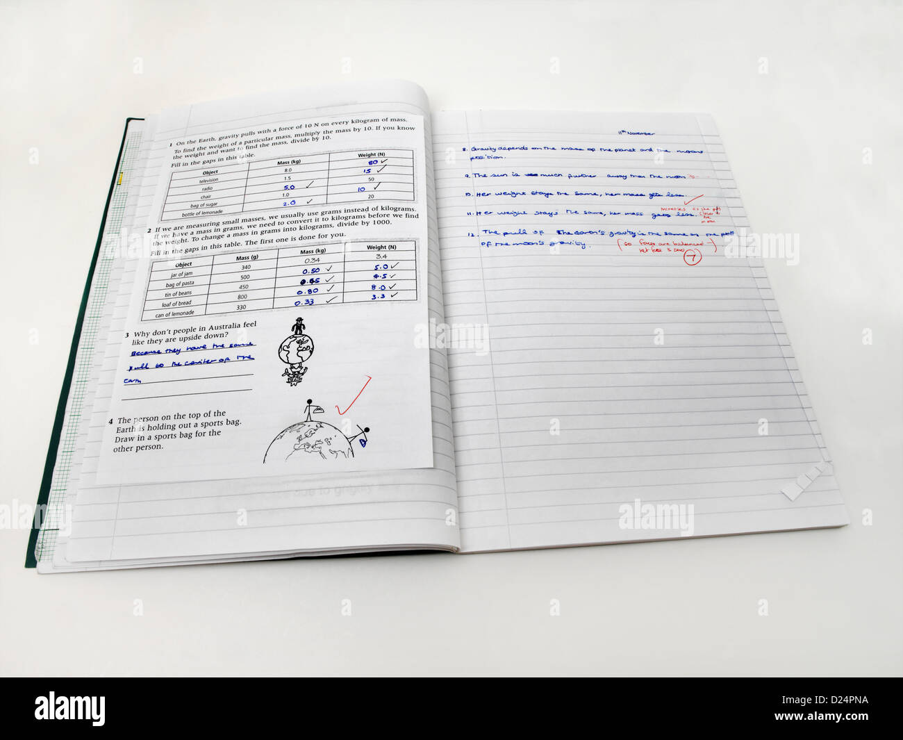 Physics Exercise Book Stock Photo - Alamy