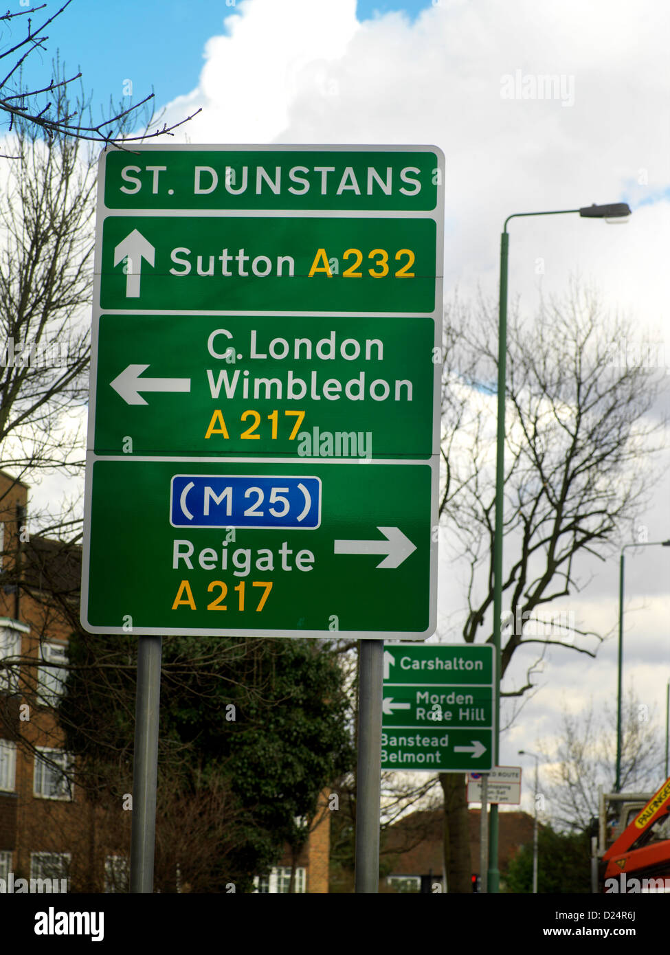 Road Sign showing A Roads and Motorway Stock Photo - Alamy