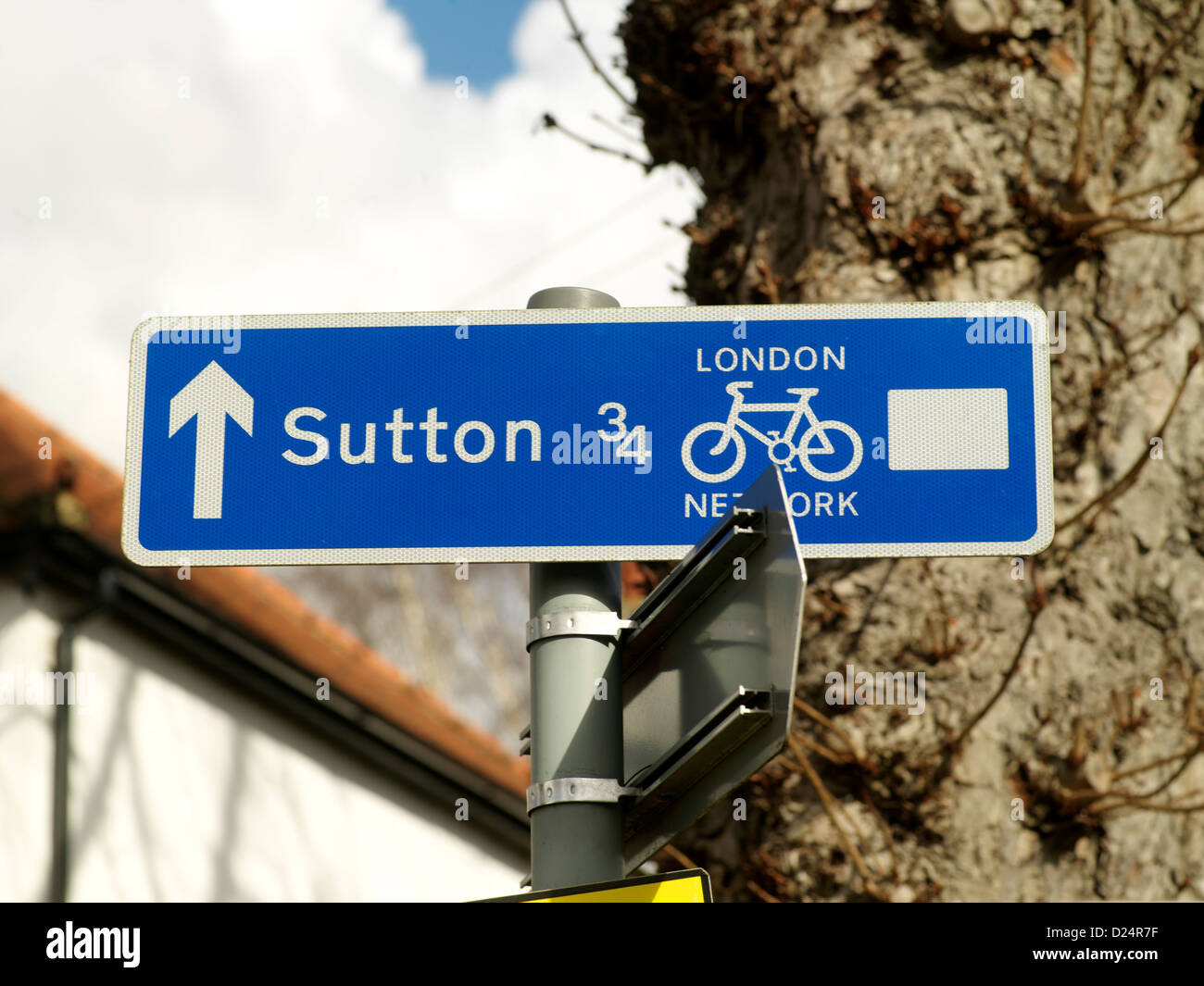 Cycle Routes Blue Sign Stock Photo - Alamy