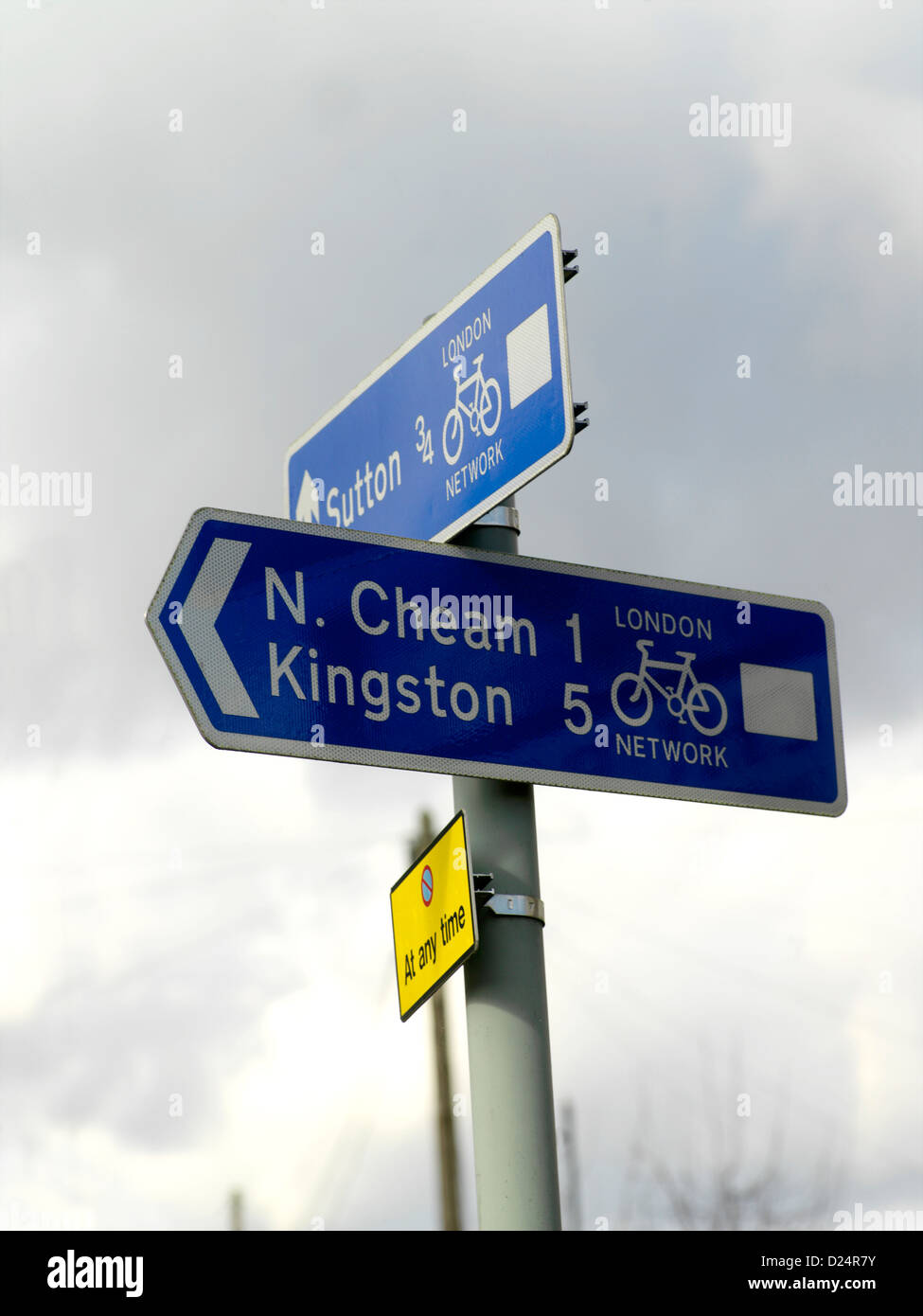 Cycle Routes Blue Sign Stock Photo - Alamy