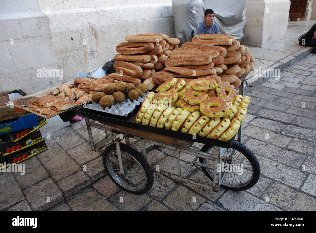 Bread seller in the street in Jerusalem, Israel Stock Photo - Alamy