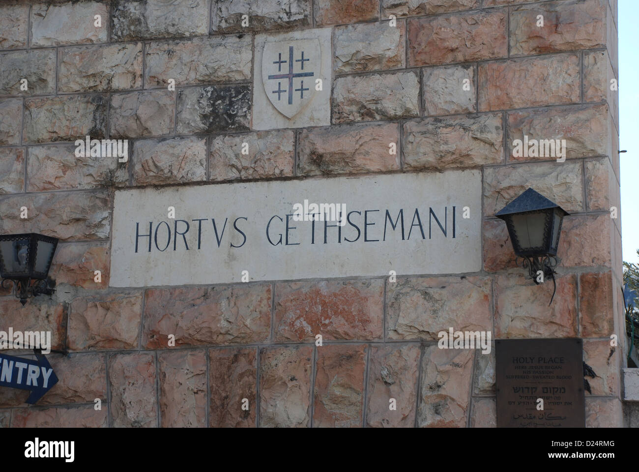 Entrance sign to the Garden of Gethsemani, Jerusalem, Israel Stock ...