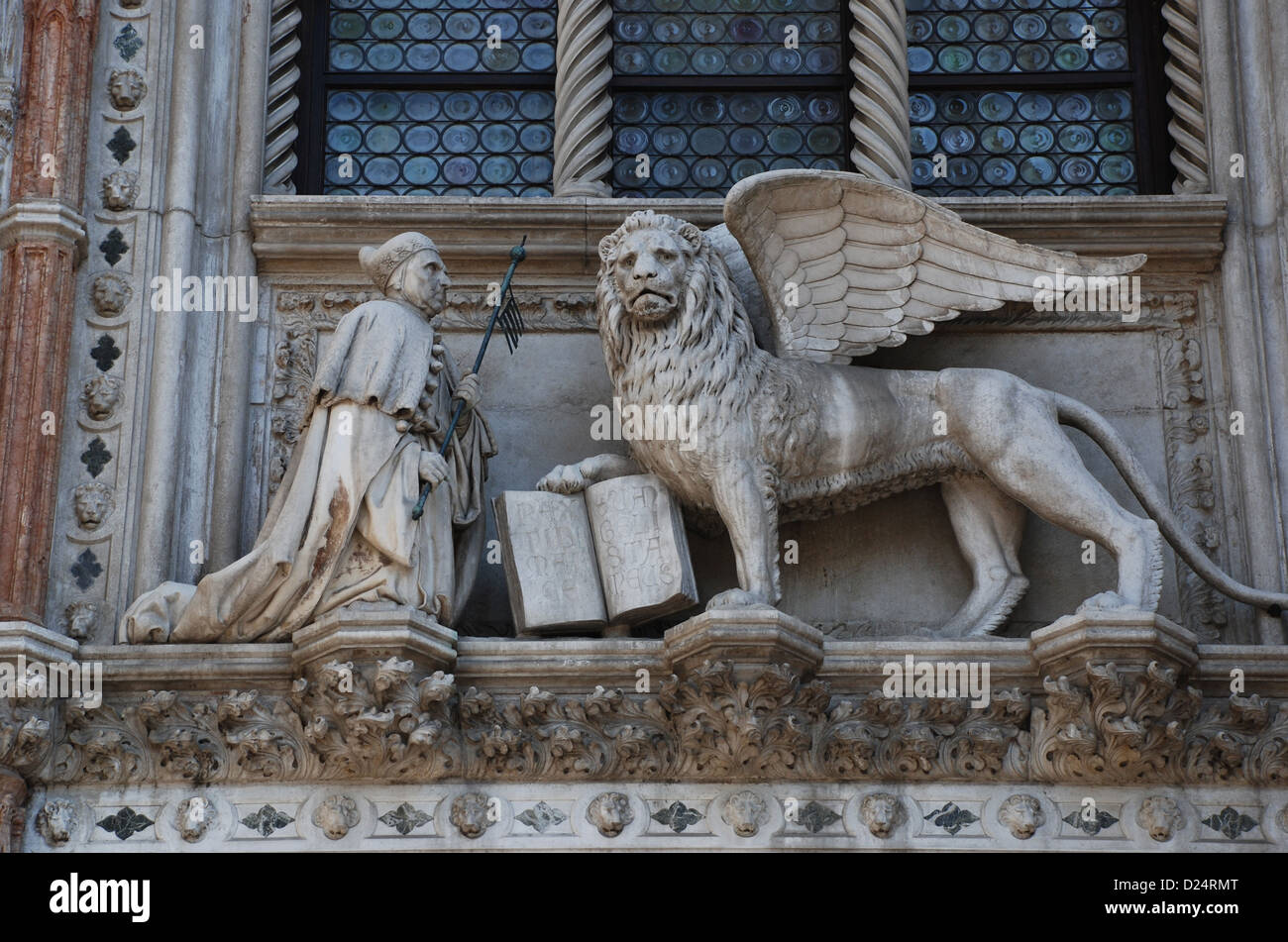 Francesco Foscari kneeling before the Lion of Venice on the Doges ...