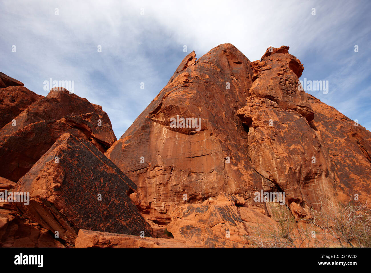 petroglyphs on large sandstone rock next to atlatl valley of fire state ...