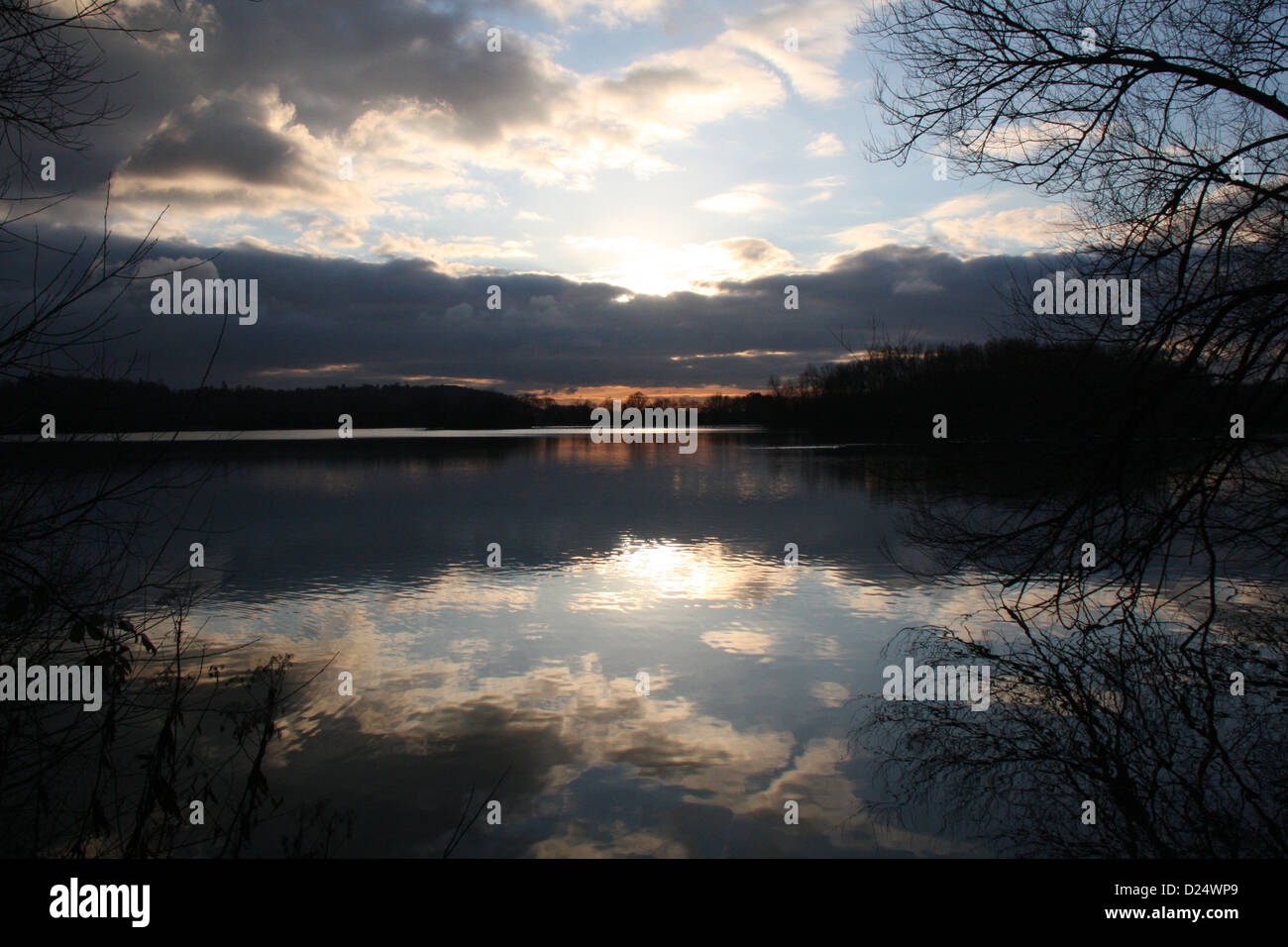 Reflections over a lake Stock Photo - Alamy
