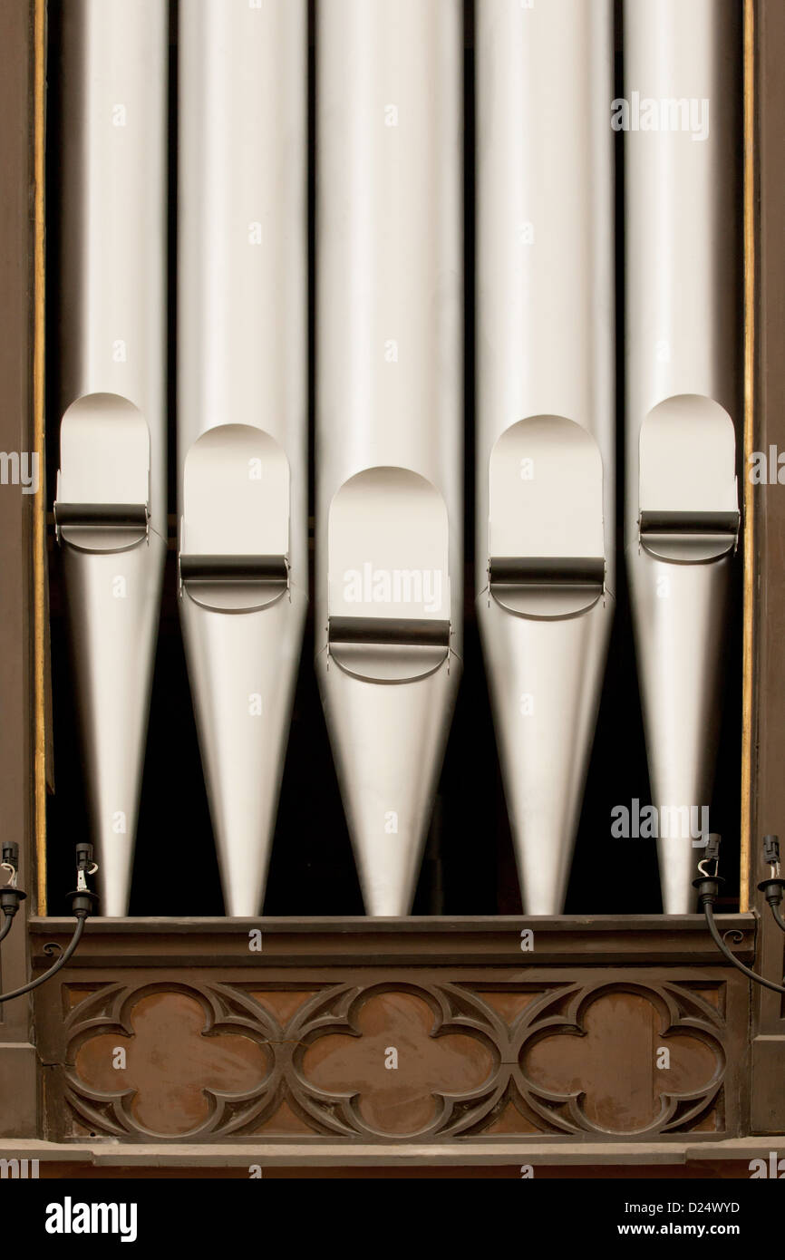 A close-up of antique silver organ pipes Stock Photo - Alamy