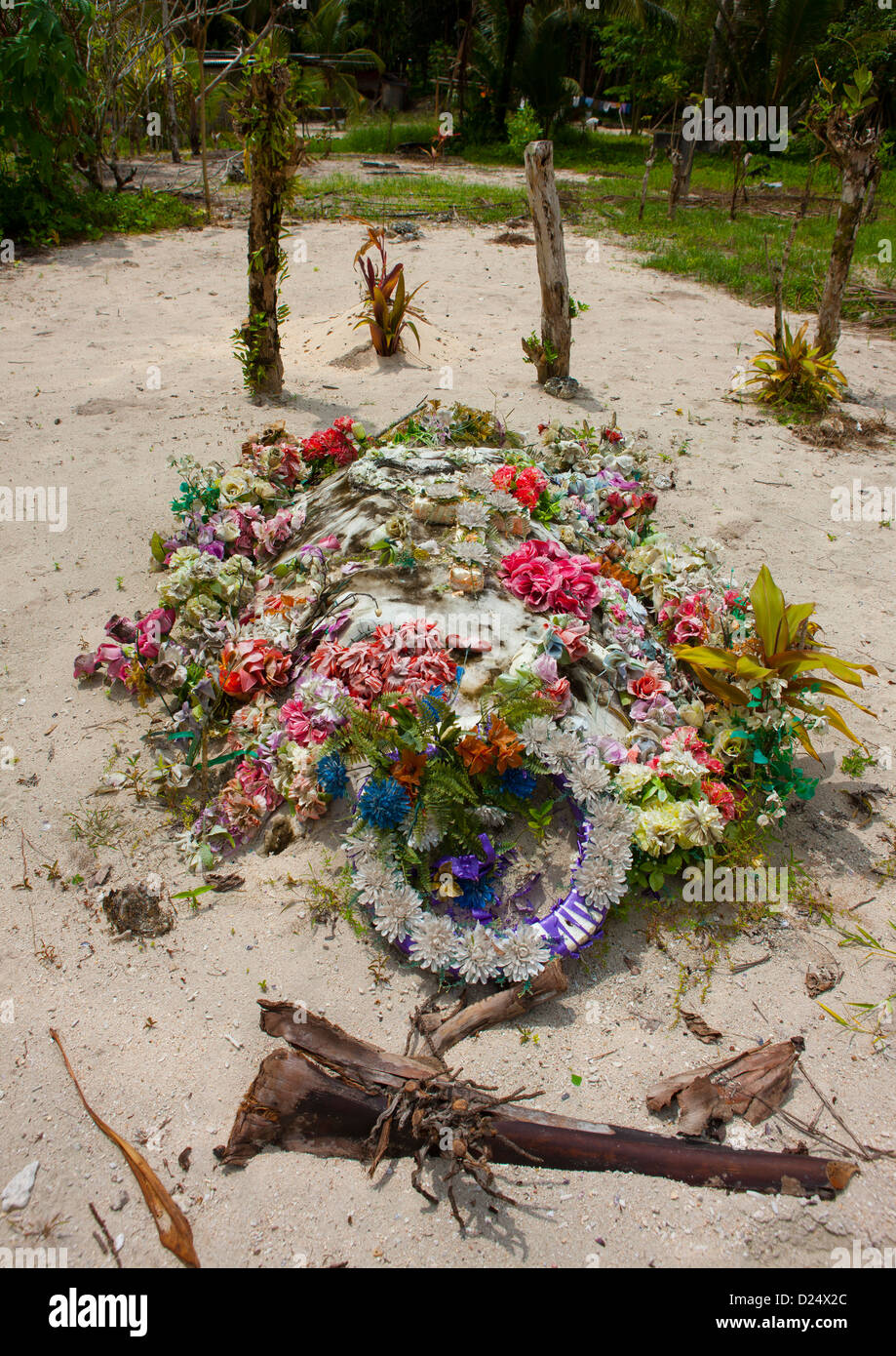 Grave In A Village, New Ireland Island, Laraibina Village, Papua New ...