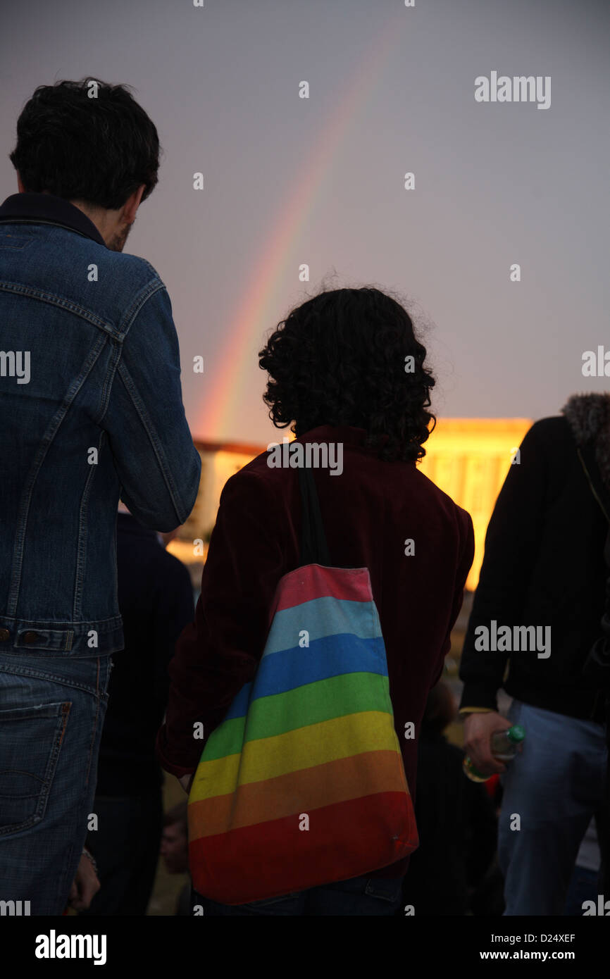 Berlin, Germany, people look at a rainbow Stock Photo - Alamy