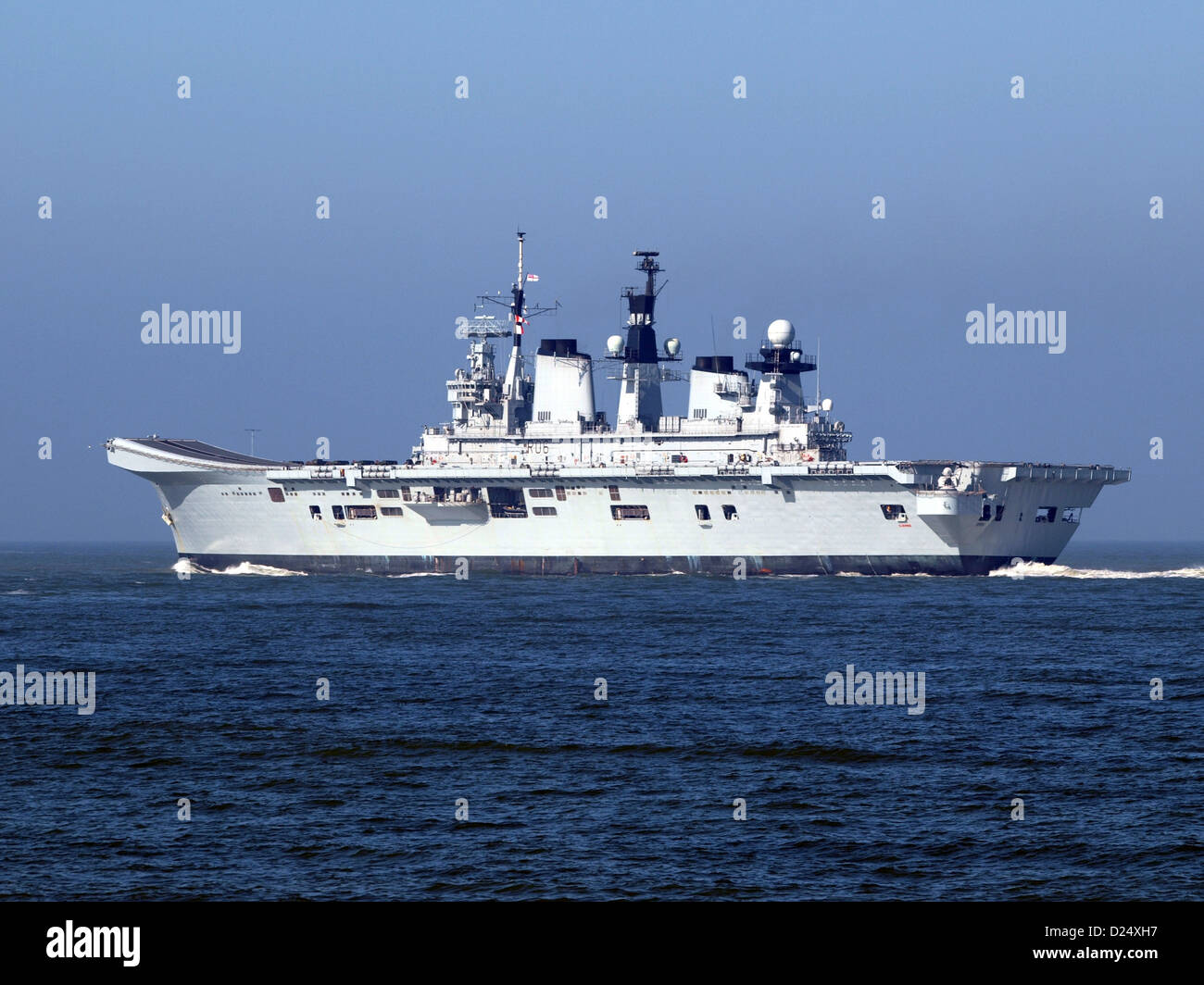 HMS Illustrious (R06), a Royal Navy aircraft carrier, is docked at the ...