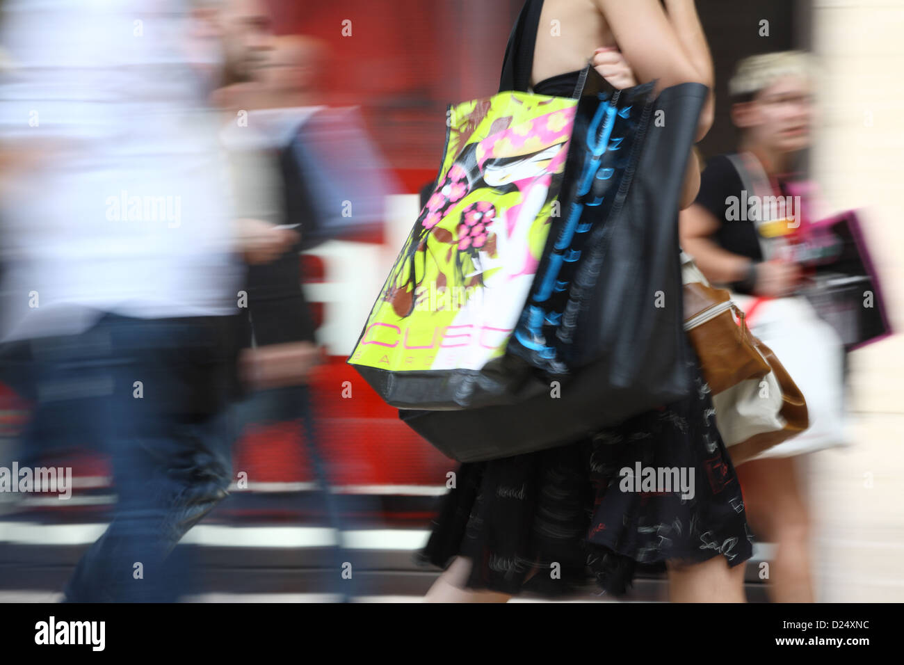 Berlin, Germany, women with shopping bags walking through a mall Stock ...