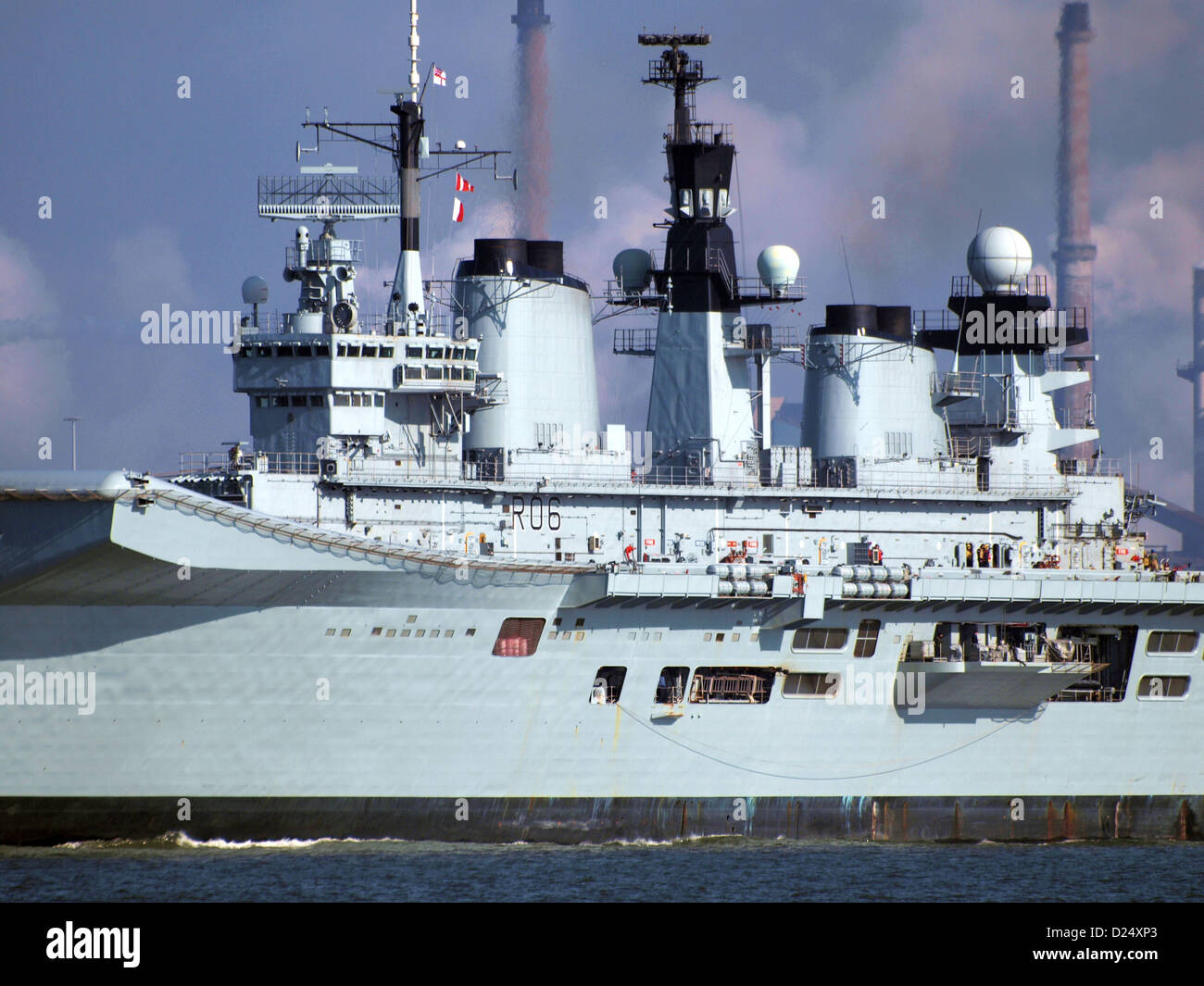The HMS Illustrious (R06) was a Royal Navy aircraft carrier, docked at ...