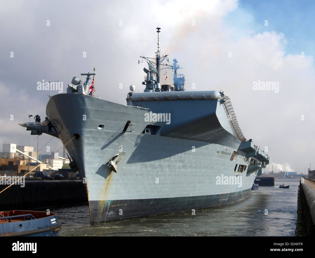 HMS Illustrious (R06) is a British Royal Navy aircraft carrier. Docked ...