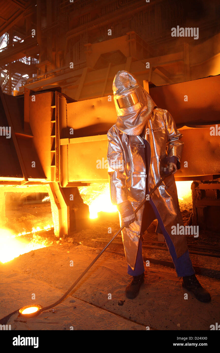 Eisenhuettenstadt, Germany, steel workers at the blast furnace of ...