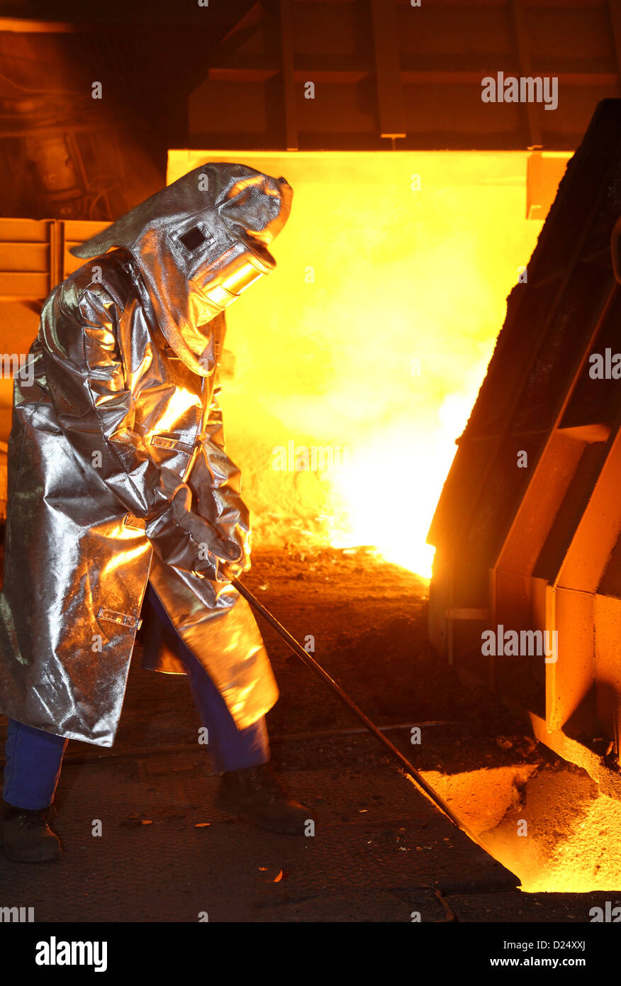 Eisenhuettenstadt, Germany, steel workers at the blast furnace of ...