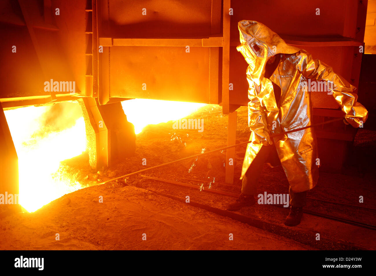 Eisenhuettenstadt, Germany, steel workers at the blast furnace of ...