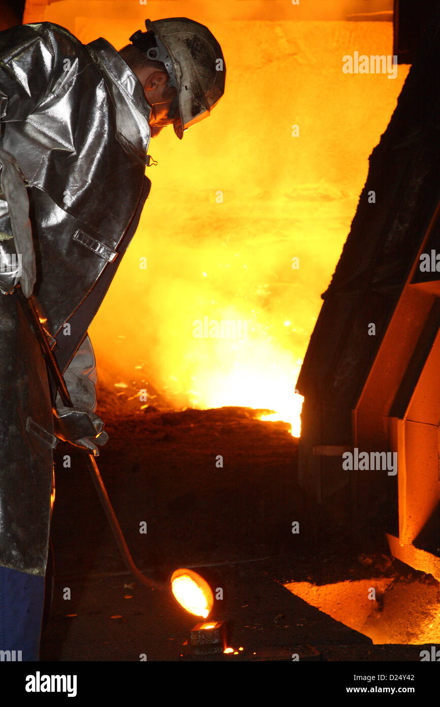 Eisenhuettenstadt, Germany, steel workers at the blast furnace of ...