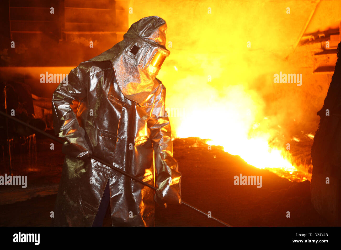 Eisenhuettenstadt, Germany, steel workers at the blast furnace of ...