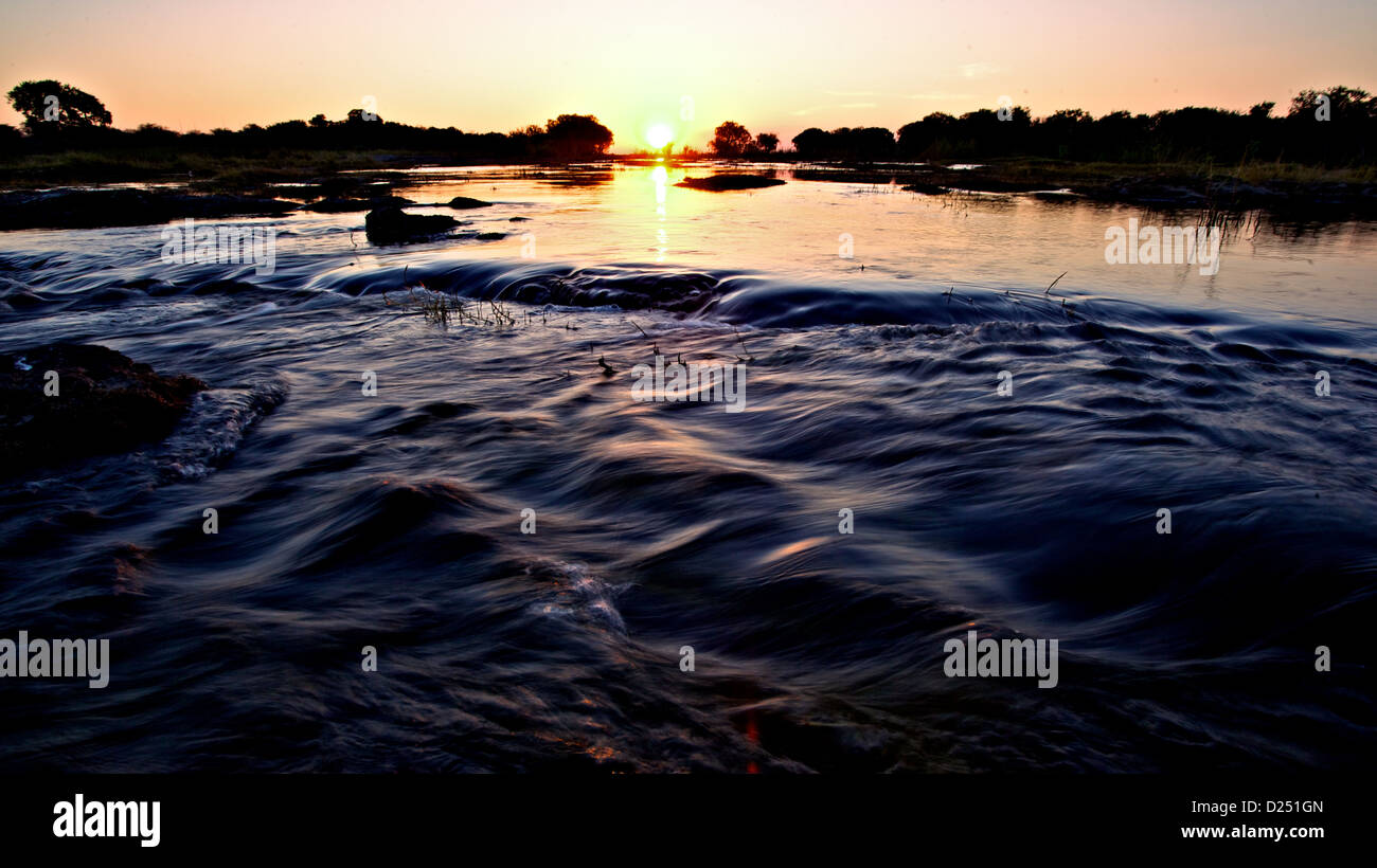 View of river at sunset, Chobe River, Chobe N.P., Botswana, July Stock ...