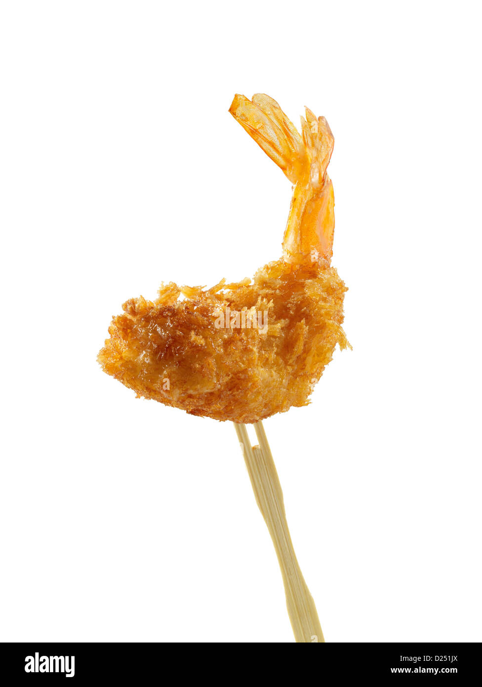 One fried shrimp on a skewer outlined on white Stock Photo - Alamy