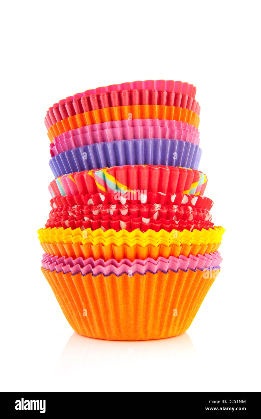 Colorful forms to make cupcakes from paper isolated over white ...