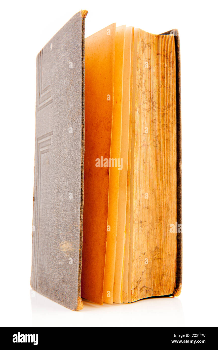 Old standing book isolated over white background Stock Photo - Alamy
