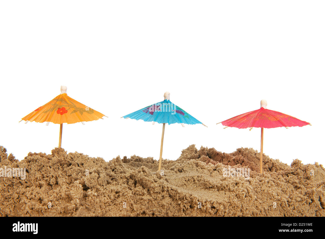 colorful paper parasols at the beach Stock Photo - Alamy