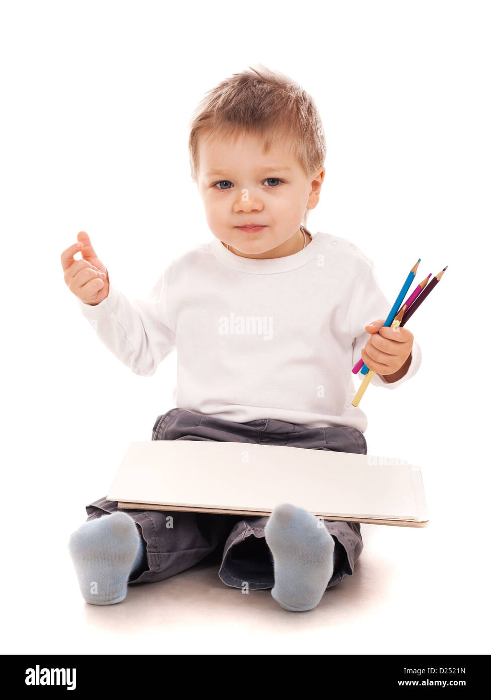 Boy drawing with a pencil Stock Photo - Alamy